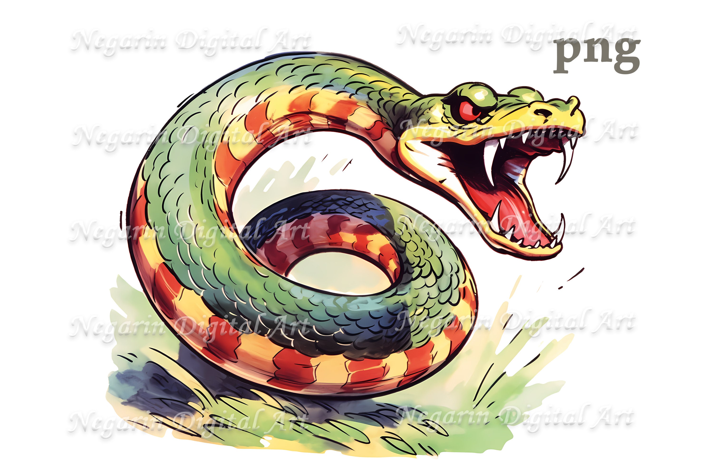 Watercolor Mr Snake Clipart Digital Download, Snake Illustration ...