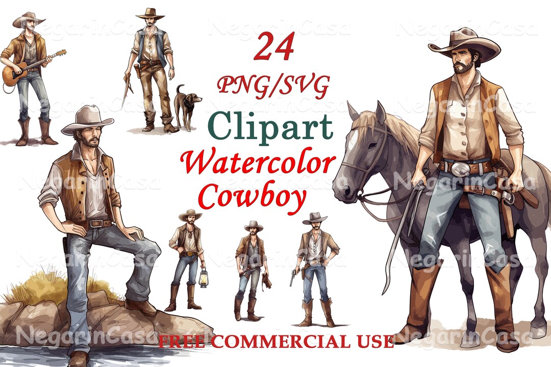 Watercolor Cowboy Guy , Watercolor Cowboy Guy Clipart, Cowboy Guy ...