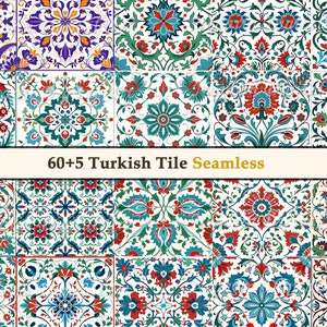 Turkish Tile Pattern Clipart – Seamless Mediterranean Tiles PNG, Boho ...