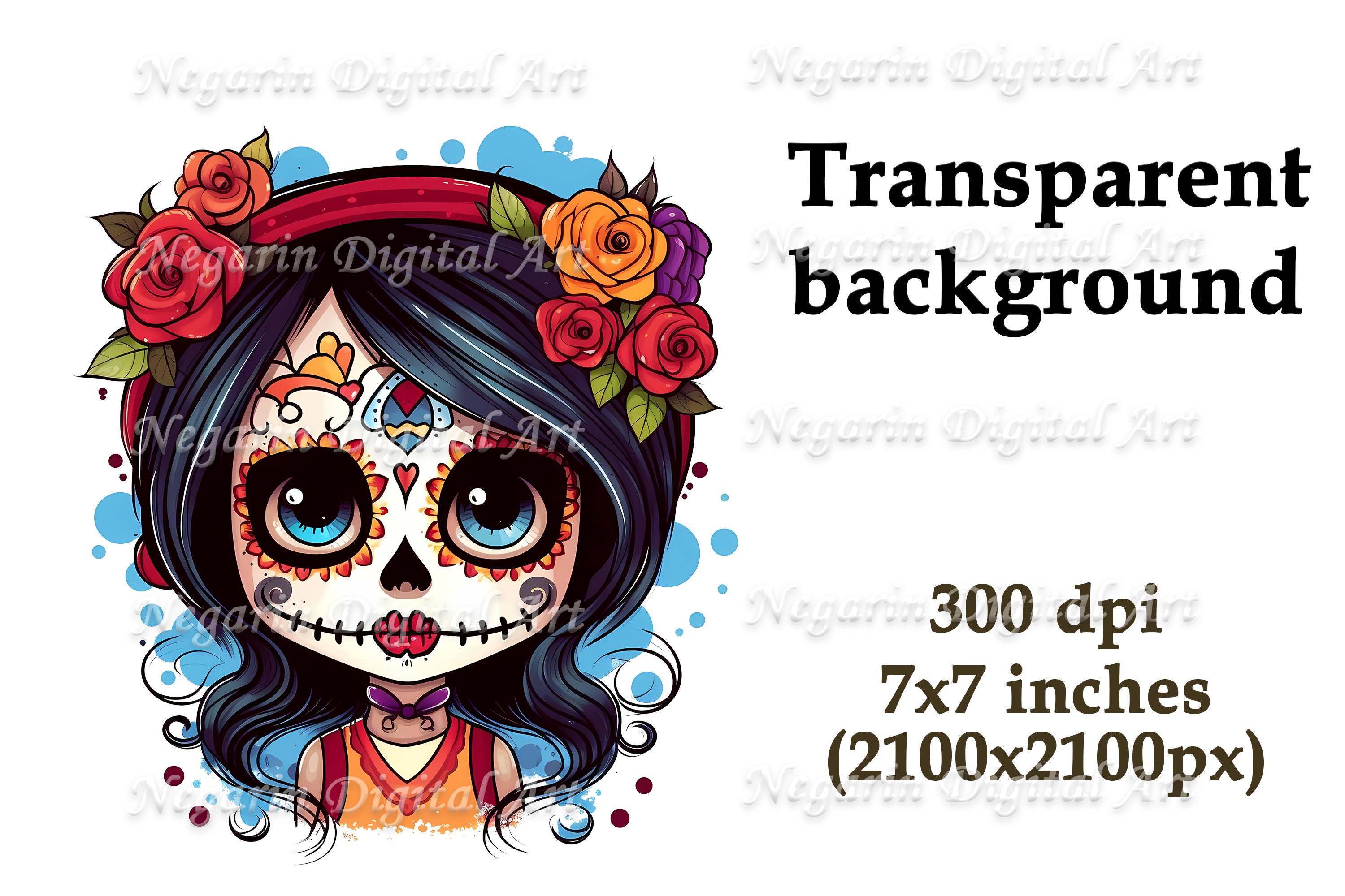 Watercolor Day of the Dead Clipart Digital Download - Etsy