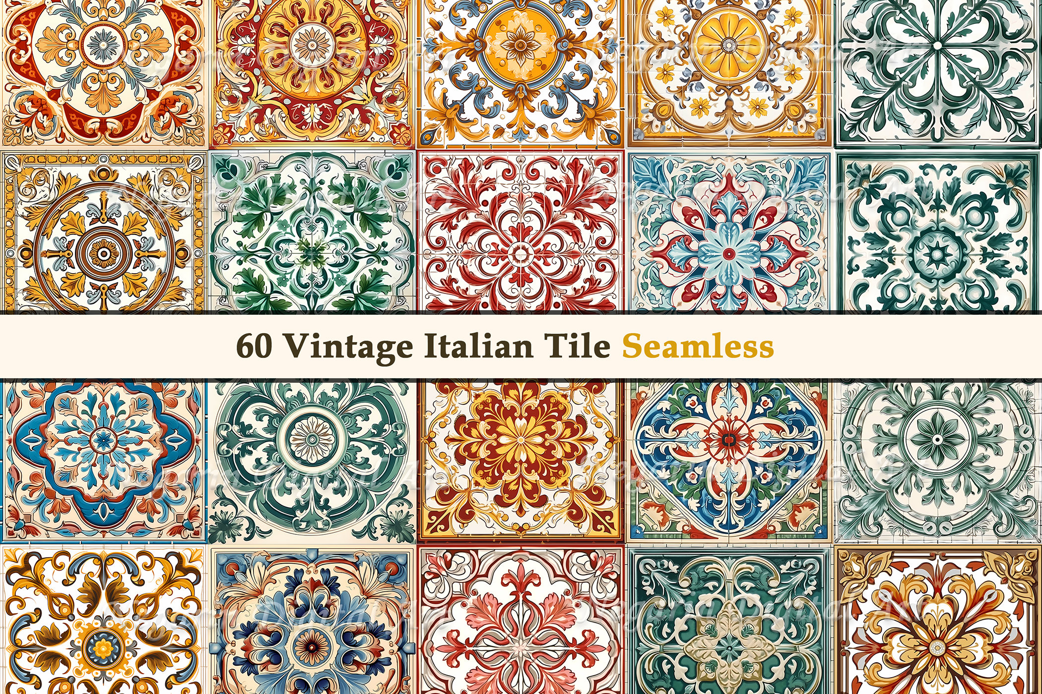 Vintage Italian Pattern Tile V1, Digital Download, Seamless Pattern ...