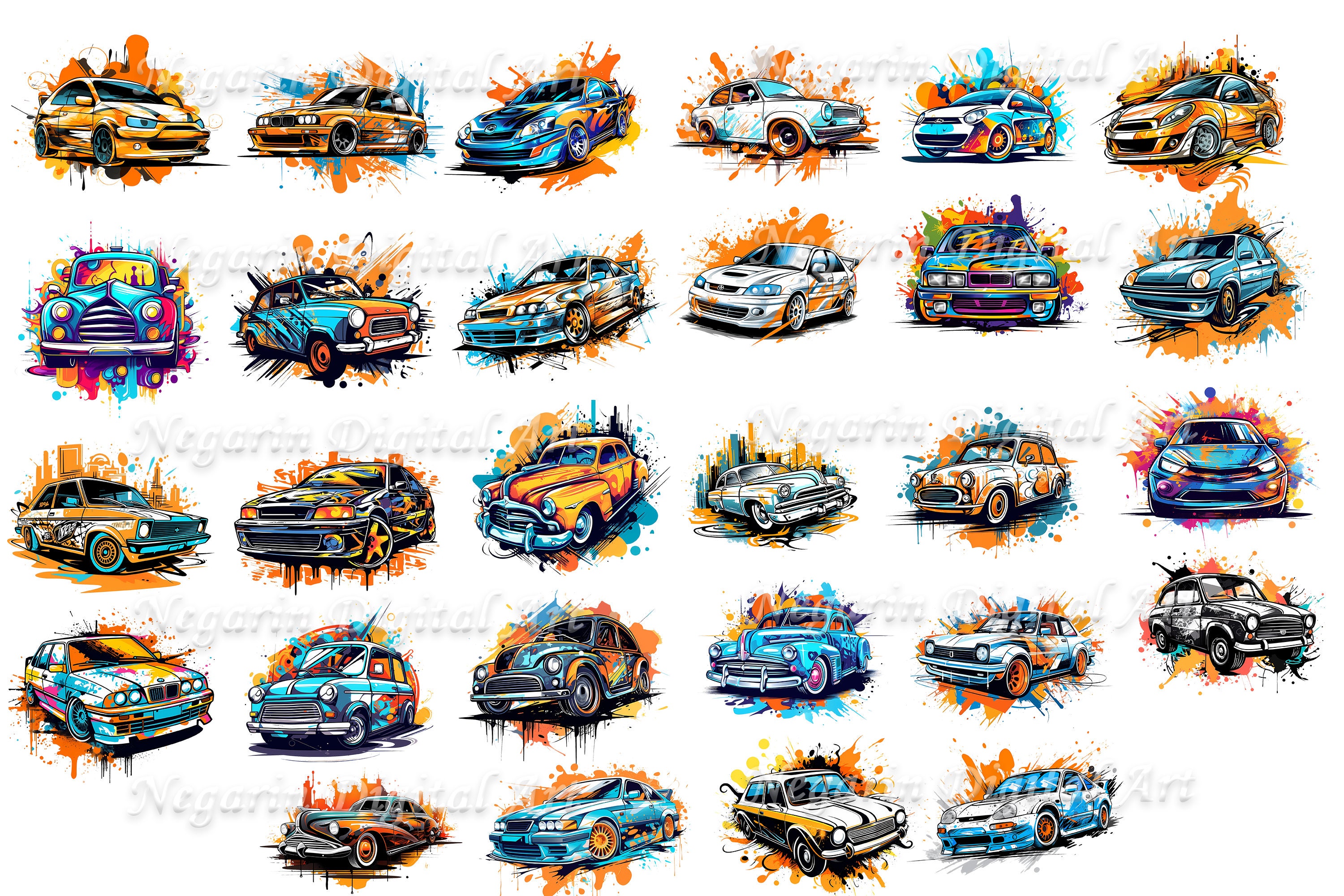 Watercolor Car Logo Art Clipart, Digital Download, Car Illustrations ...