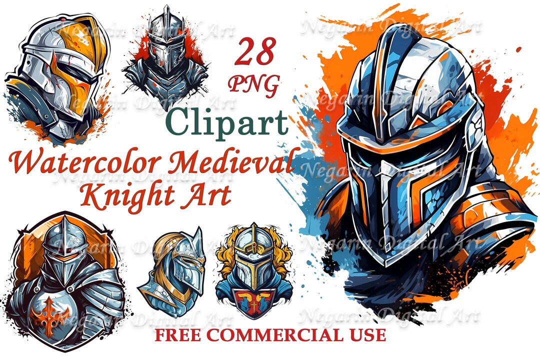 Watercolor Medieval Knight Art Clipart, Digital Download, Knight ...