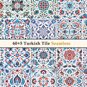 Turkish Tile Pattern Clipart – Seamless Mediterranean Tiles PNG, Boho ...