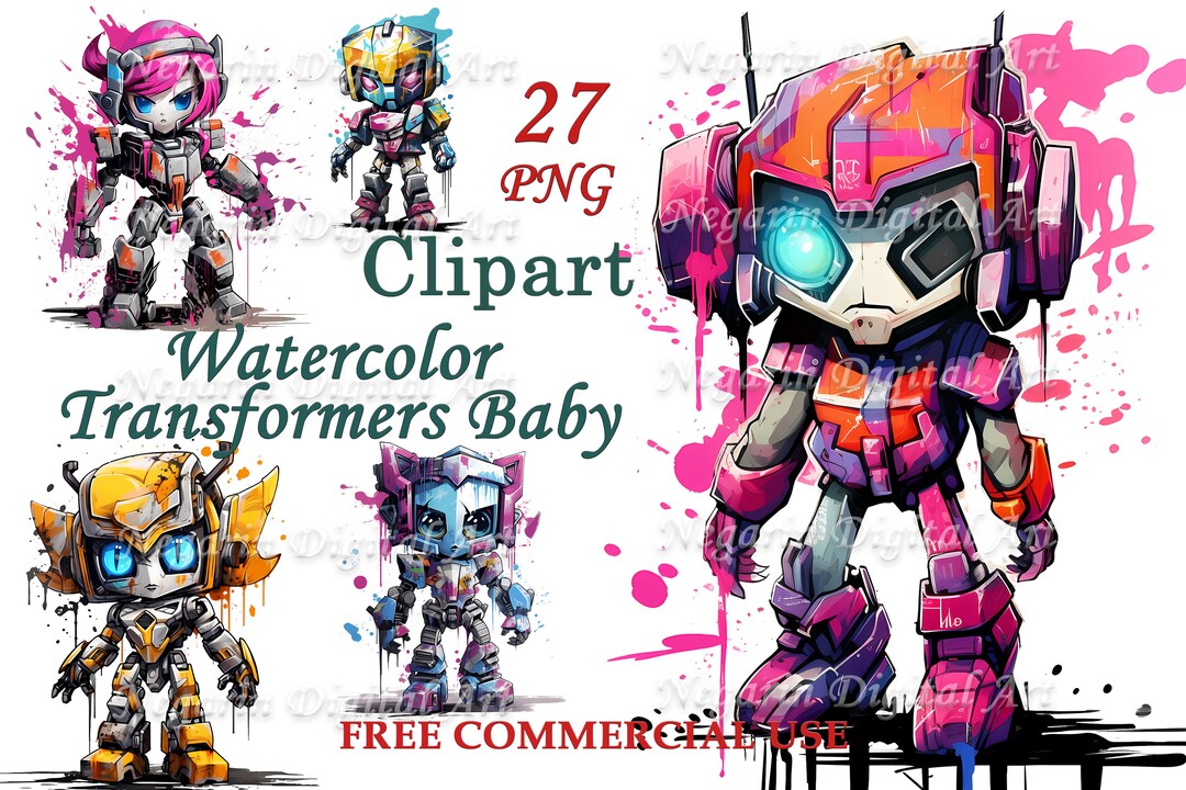 Watercolor Transformers Baby Clipart, Digital Download, Nursery Wall ...
