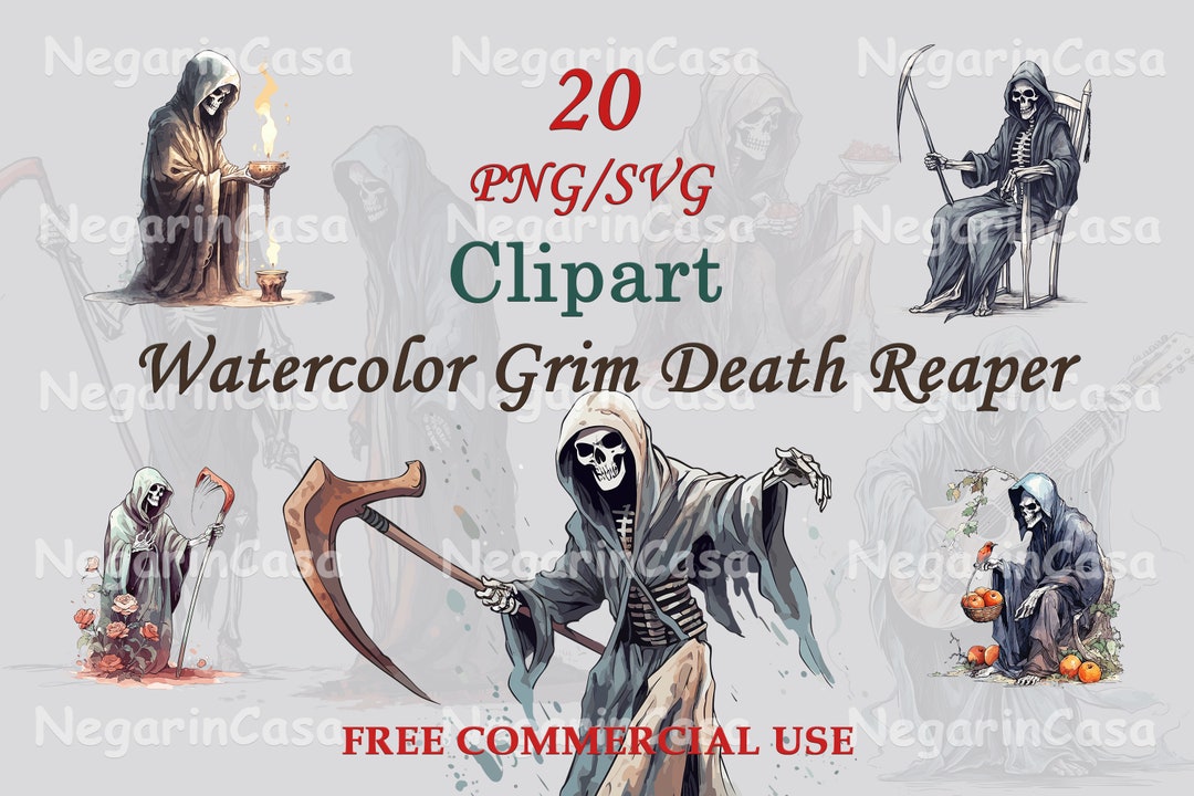 Watercolor Grim Death Reaper Grim Death Reaper Clipart - Etsy