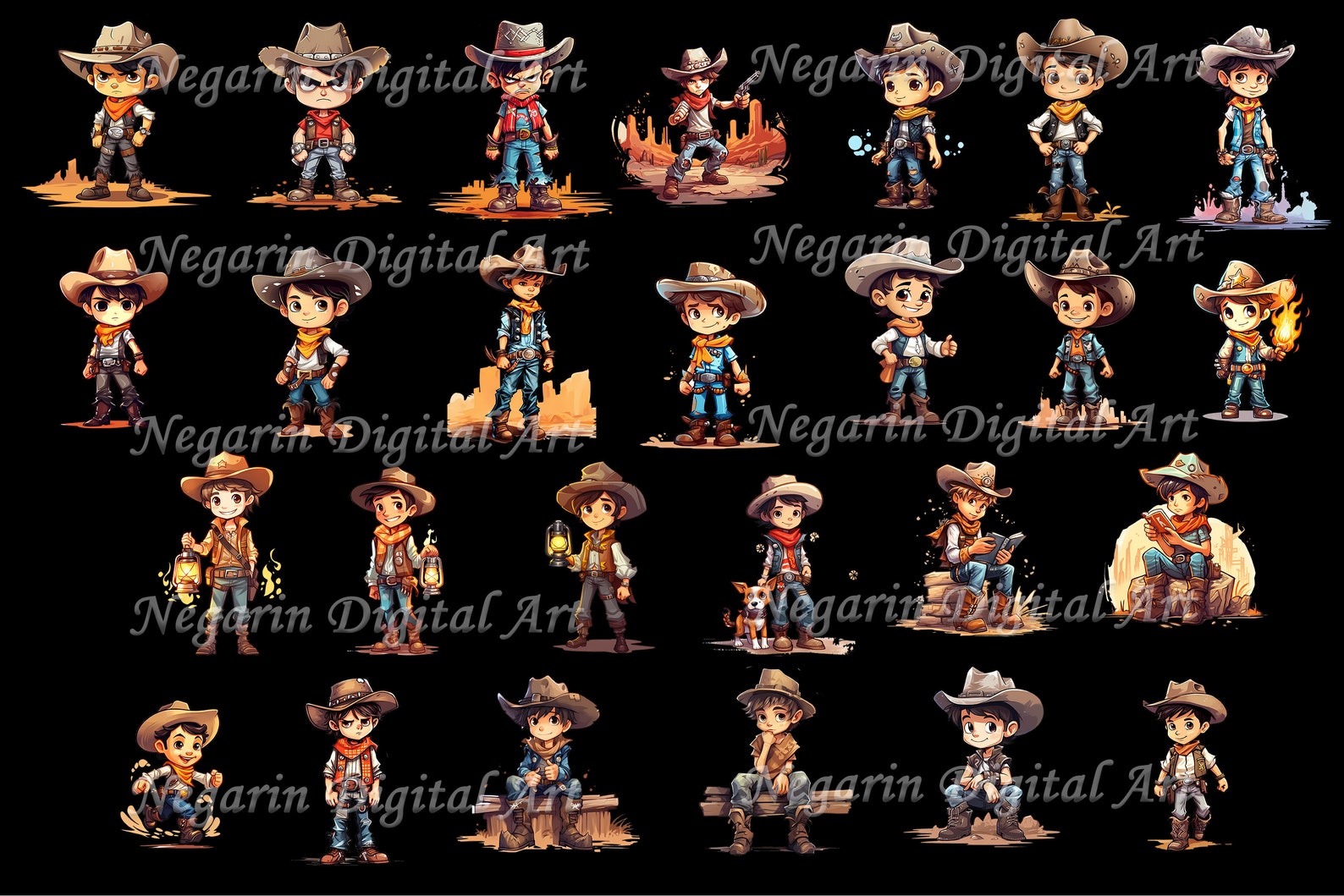 Watercolor Cute Cowboy Clipart, Cute Western Graphics, Digital Download ...