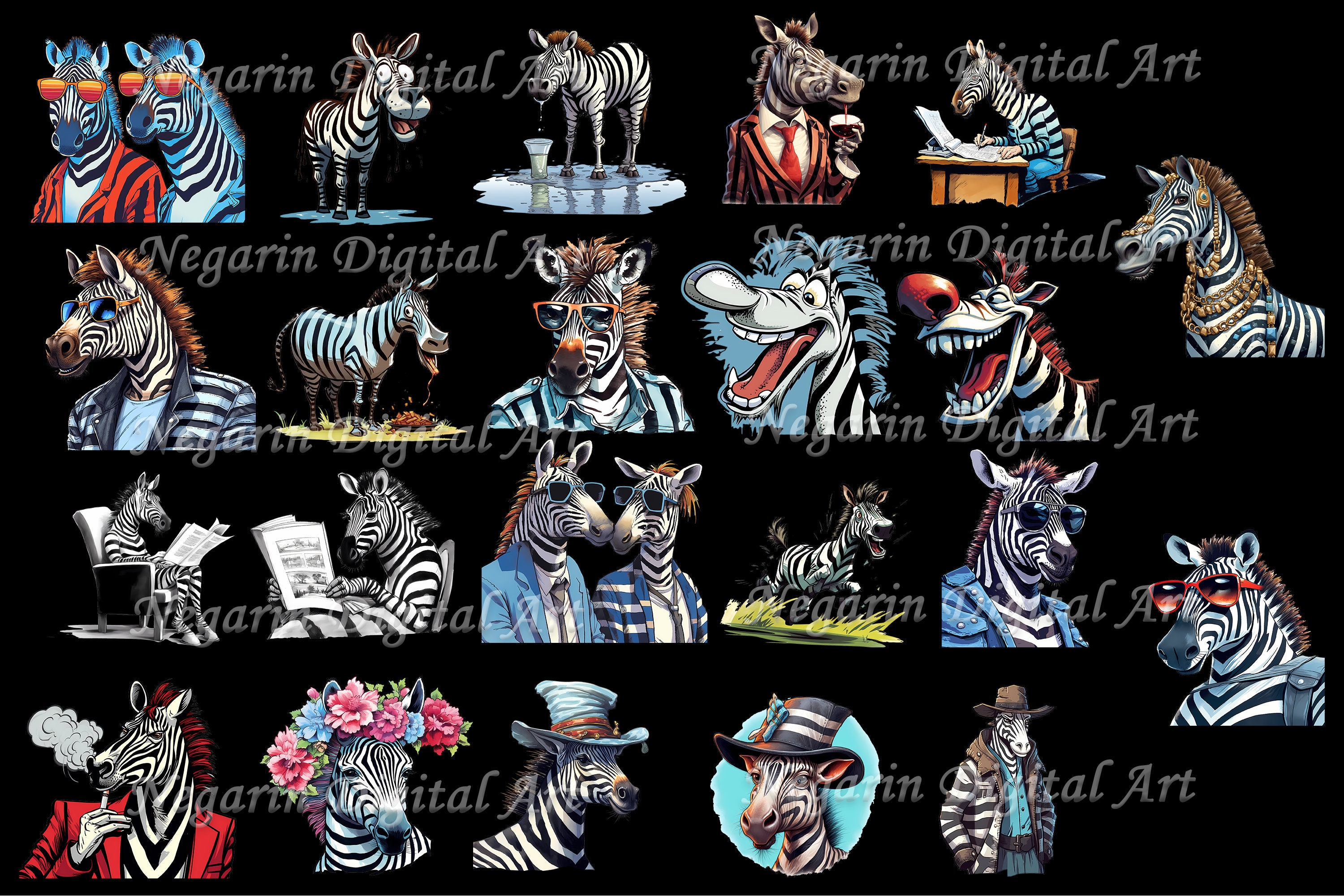 Watercolor Mr Zebra Clipart, Digital Download, Animal Art, Nursery ...