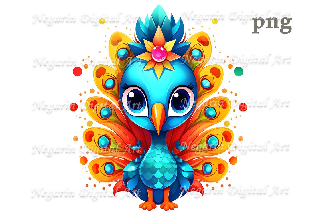 Watercolor Cute Peacock Clipart Digital Download Peacock - Etsy