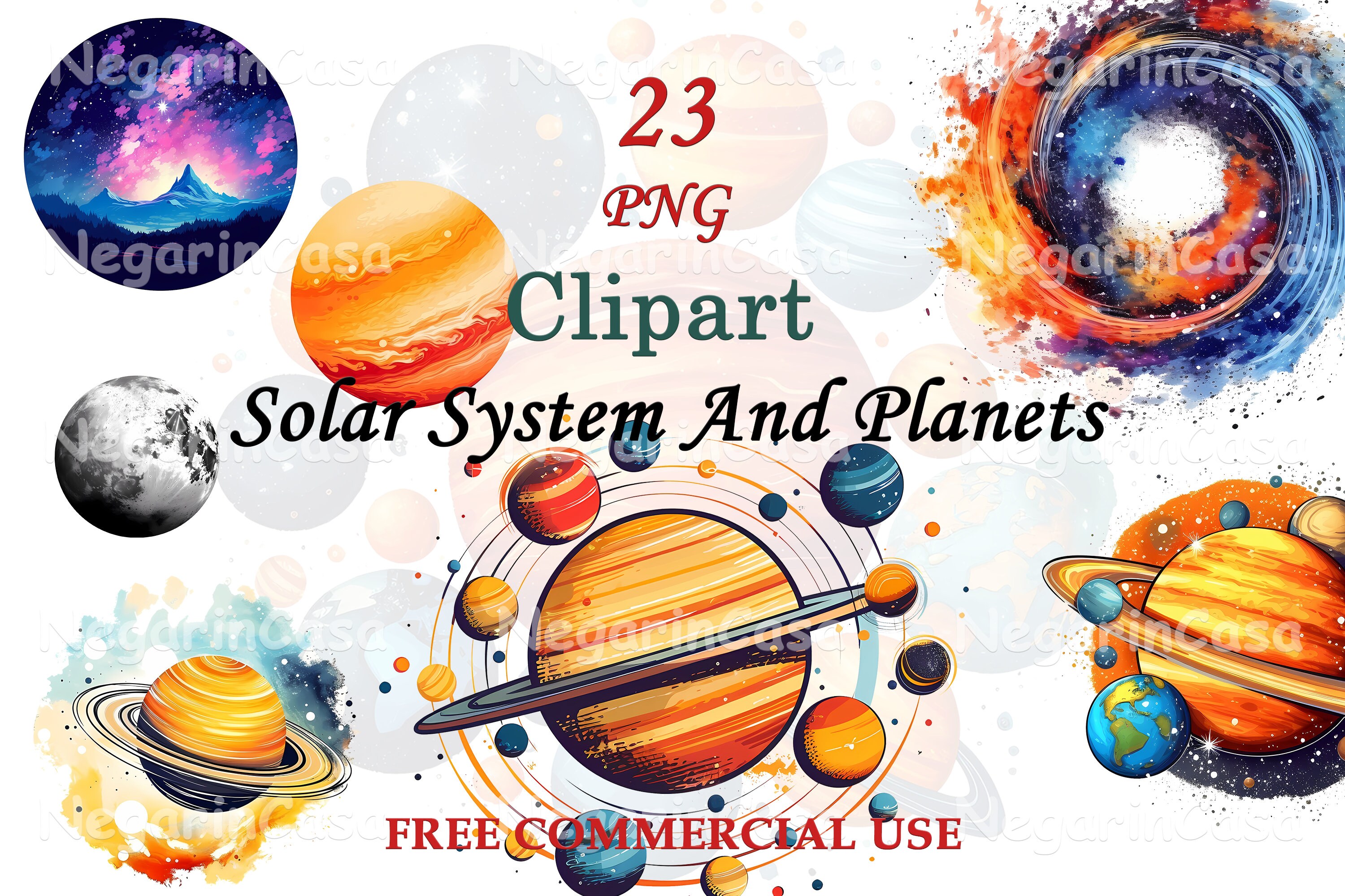 Watercolor Solar System and Planets Solar System and Planets - Etsy
