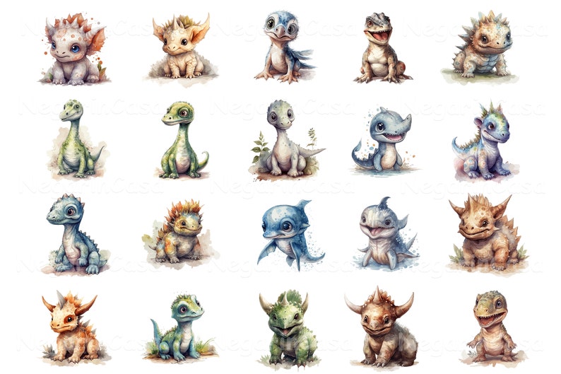 Watercolor Baby Dinosaurs , Watercolor Baby Dinosaurs Clipart, Baby ...