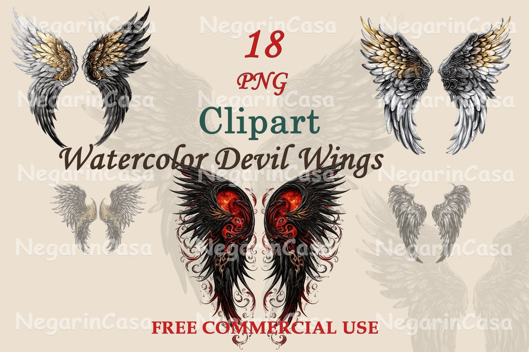 Watercolor Devil Wings , Watercolor Devil Wings Clipart, Devil Wings ...