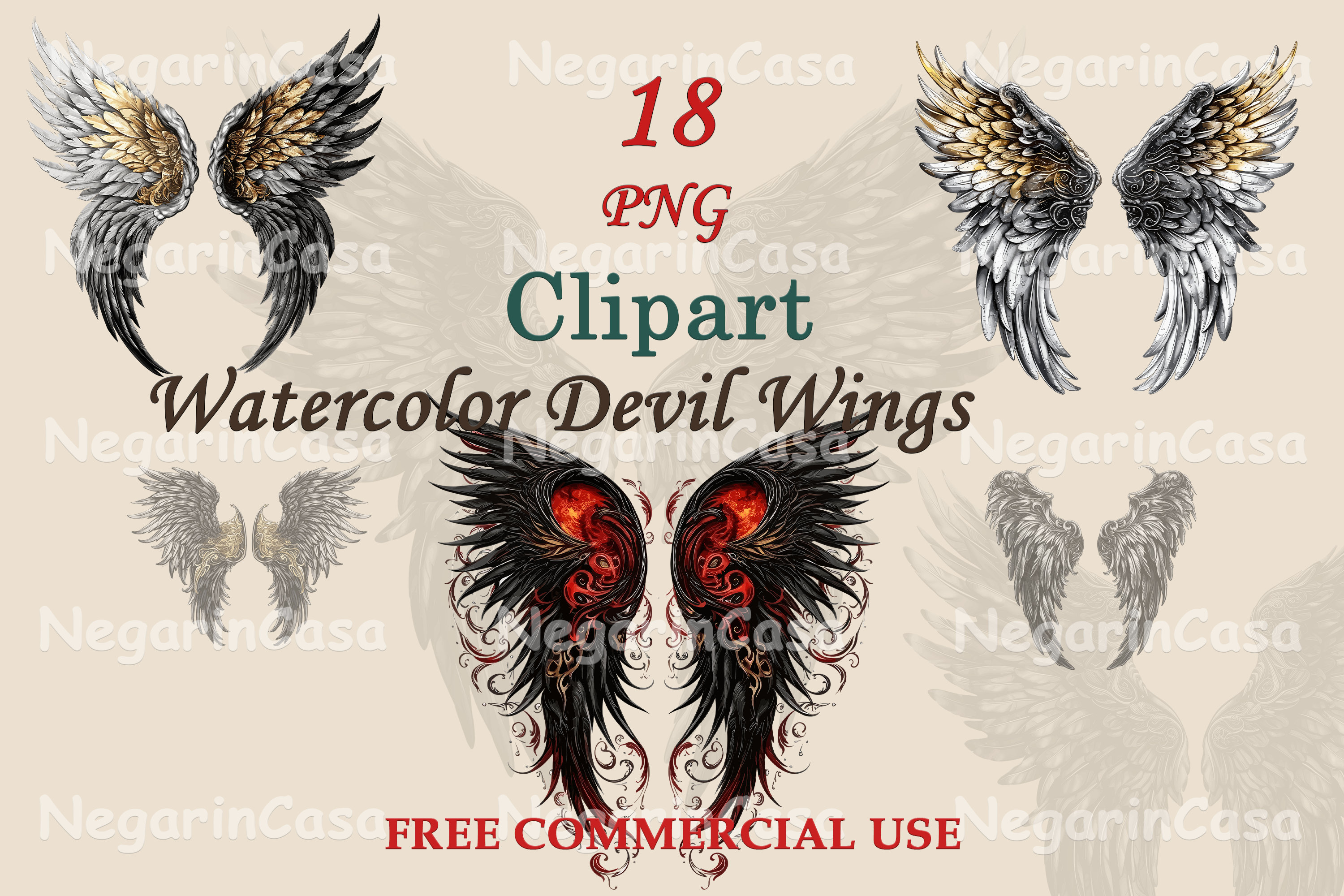 Watercolor Devil Wings , Watercolor Devil Wings Clipart, Devil Wings ...