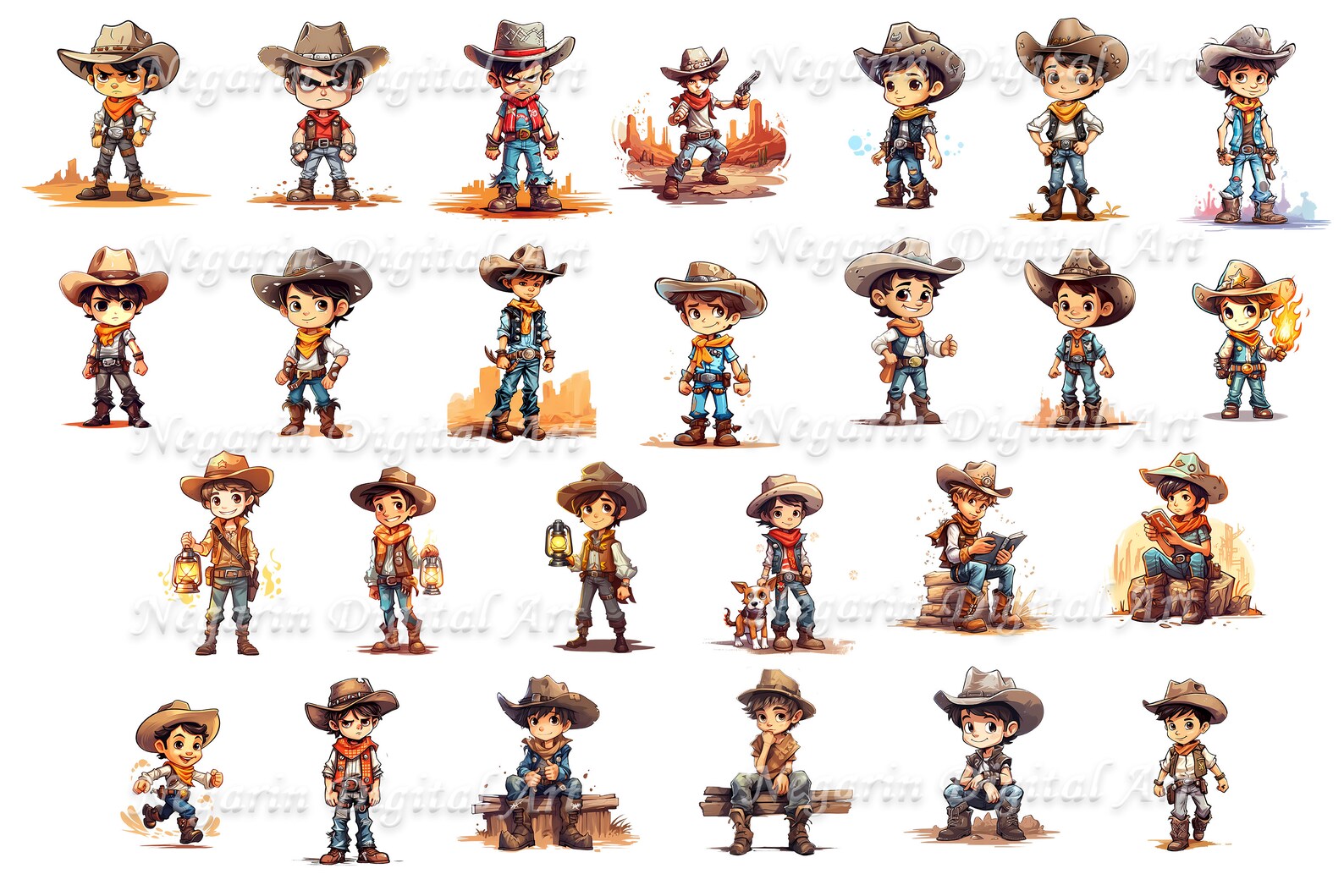 Watercolor Cute Cowboy Clipart, Cute Western Graphics, Digital Download ...