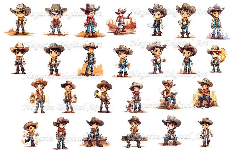 Watercolor Cute Cowboy Clipart, Cute Western Graphics, Digital Download ...