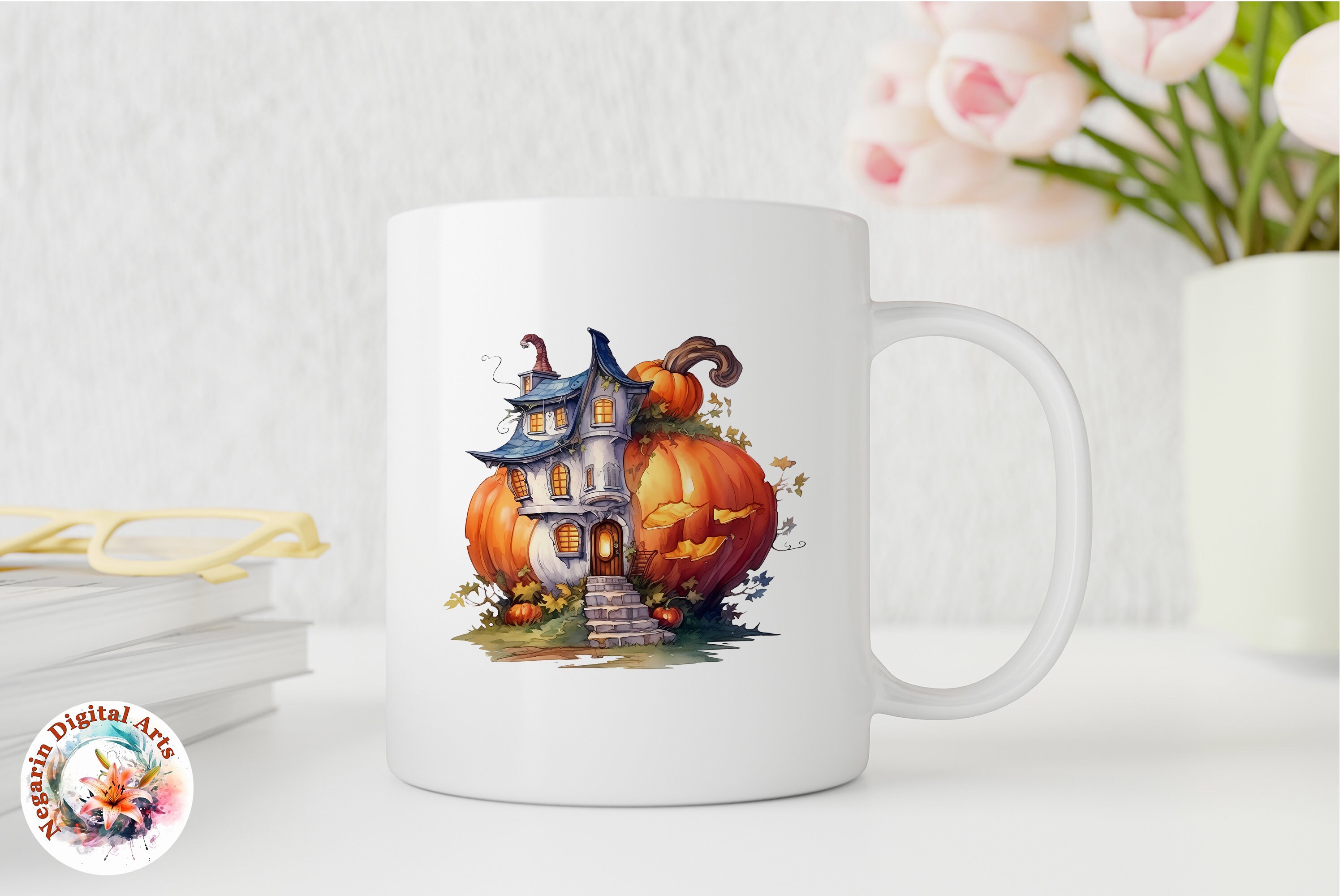 Pumpkin House Clipart – Watercolor Autumn Cottage PNG Set - Etsy