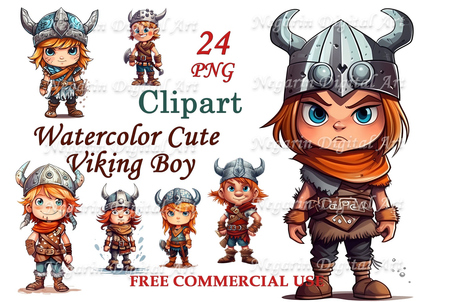 Watercolor Cute Viking Boy Clipart, Digital Download, Scandinavian ...