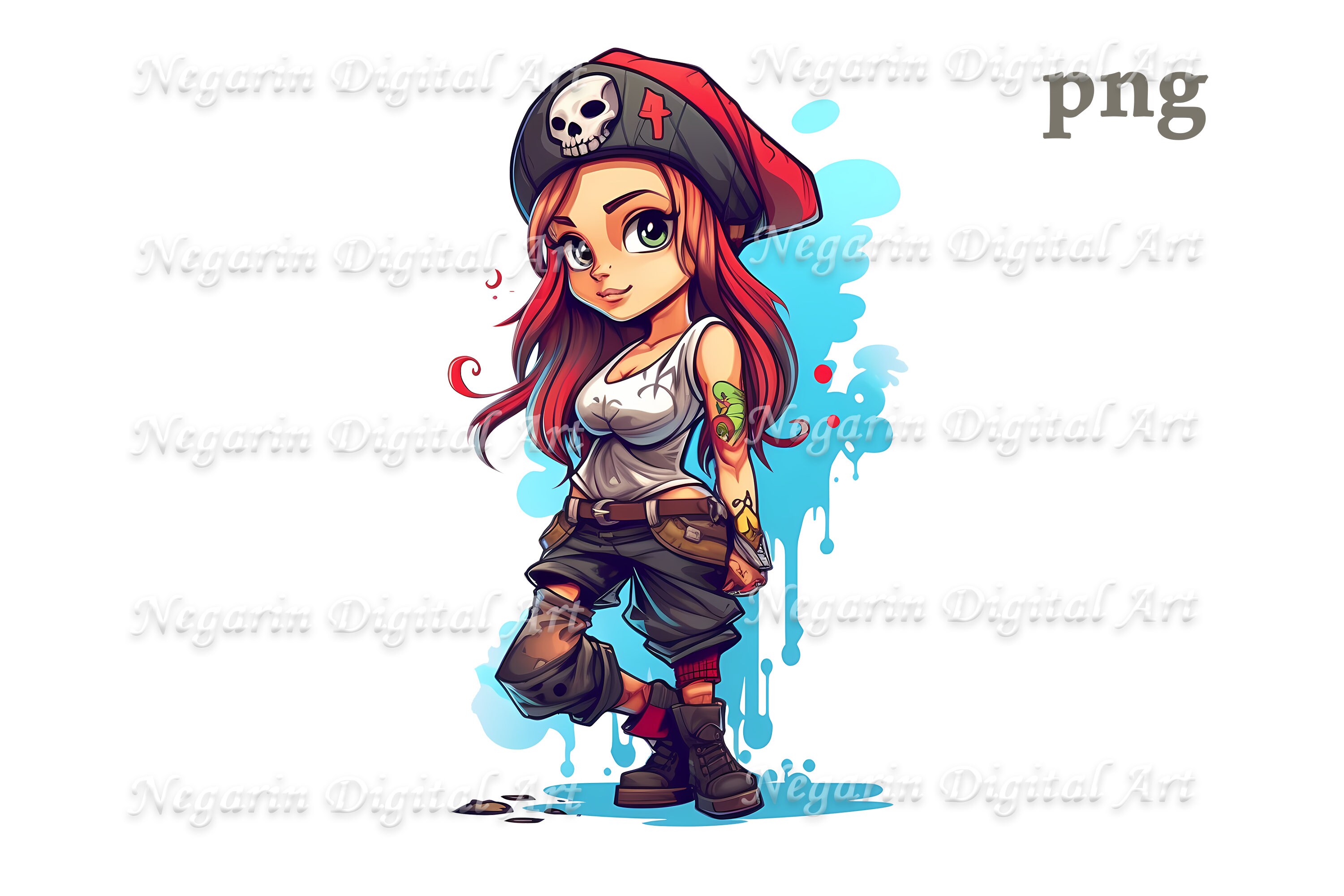 Watercolor Cute Pirate Girl Art Print, Digital Download, Nursery Decor ...