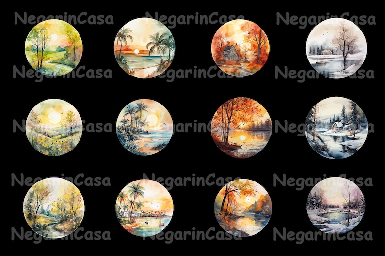 Four Seasons Clipart – Watercolor Spring Summer Fall Winter PNG Set - Etsy