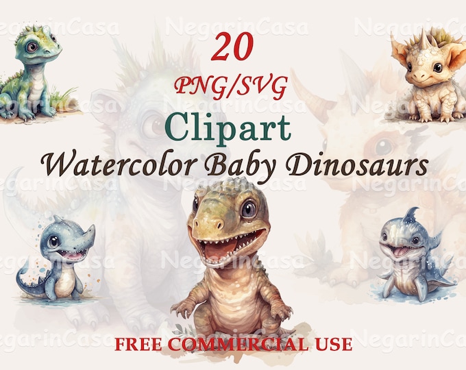 Doodle Dinosaurs Mother and Baby Digital Clipart With Watercolor ...