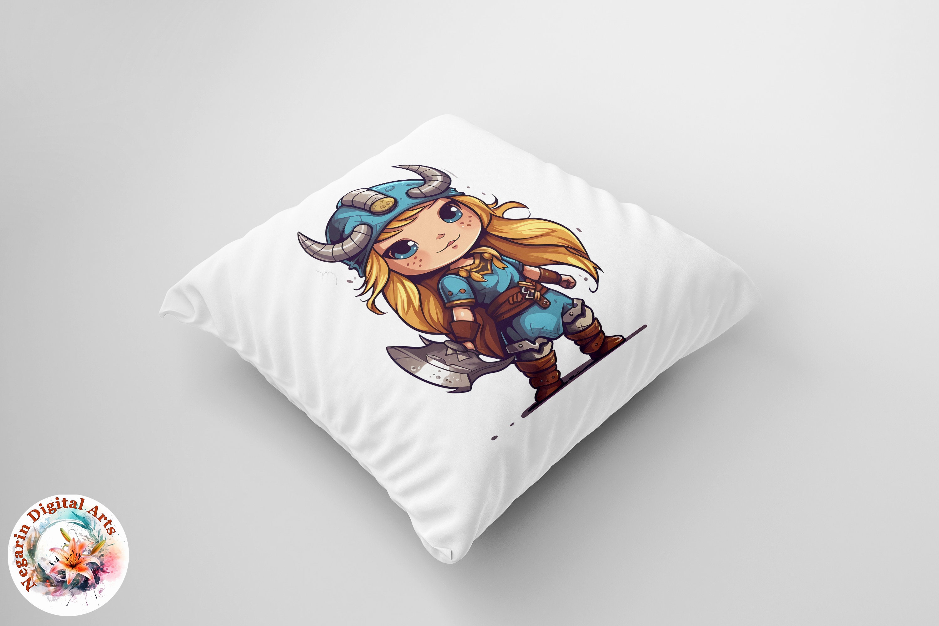 Watercolor Cute Viking Girl Clipart Digital Download, Cute Illustration ...