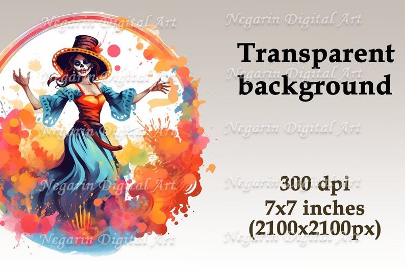 Watercolor Day of the Dead Clipart – Dia De Los Muertos PNG, Sugar ...