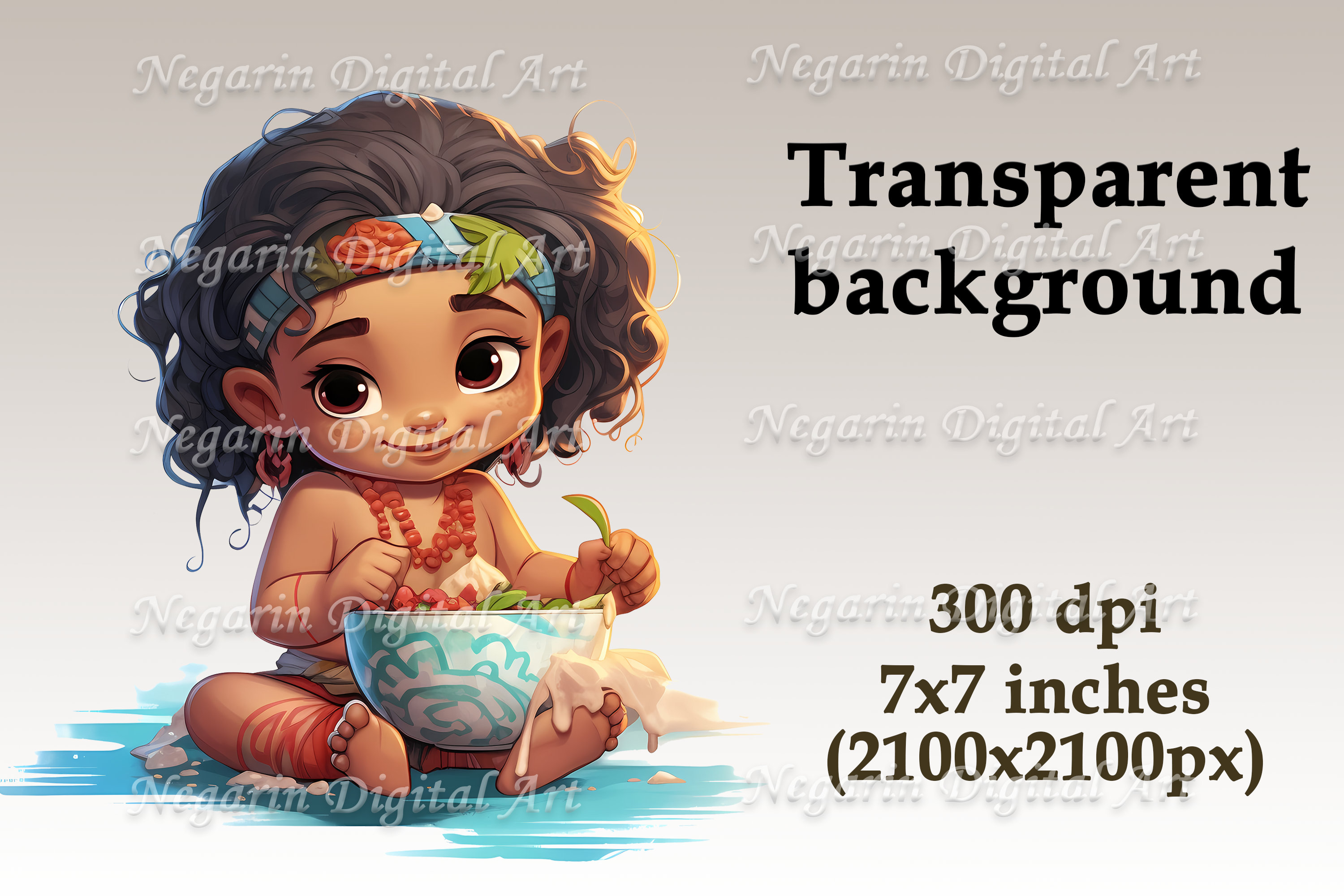 Watercolor Baby Samoan Girl Clipart, Digital Download, Cute Digital Art ...