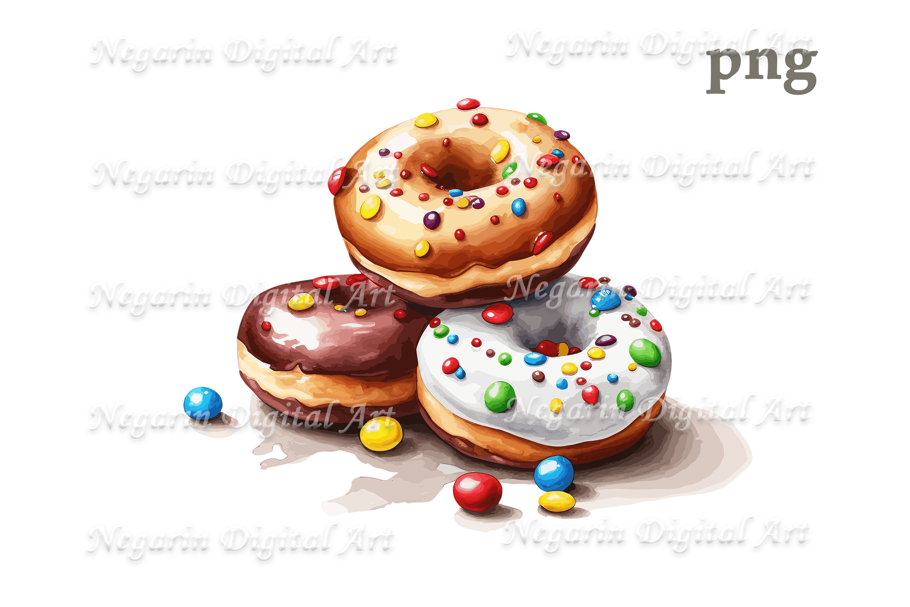 Donut Clipart Bundle – Watercolor Sweet Treats PNG, Bakery Art - Etsy