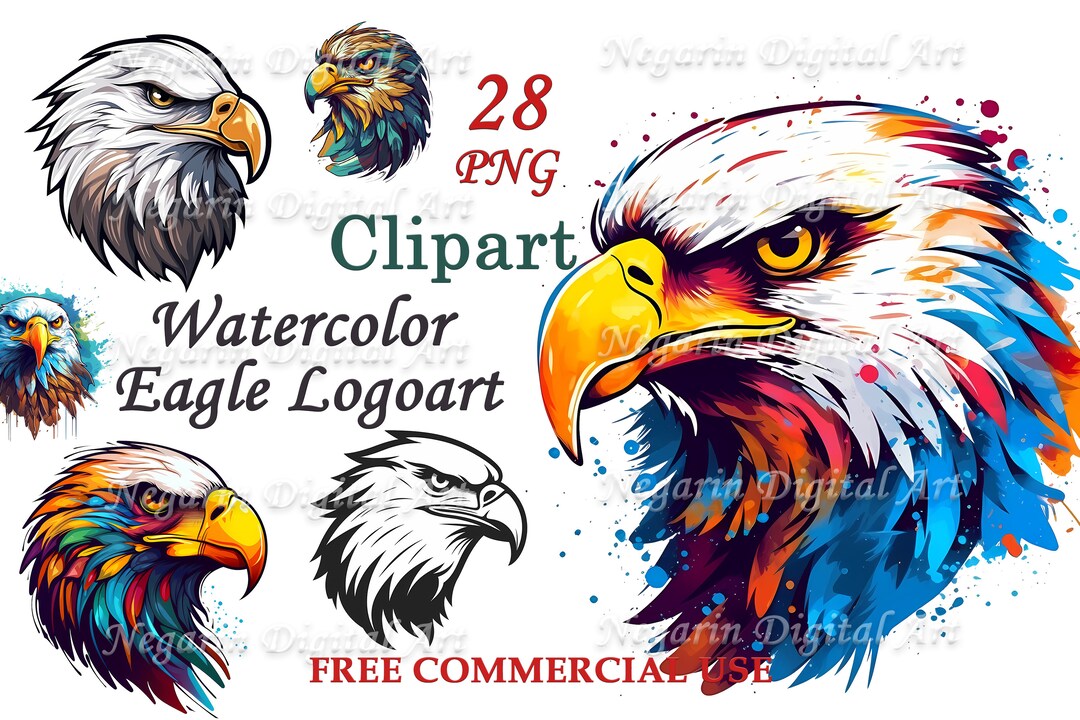 Watercolor Eagle Logoart Style Clipart, Digital Download, Eagle ...