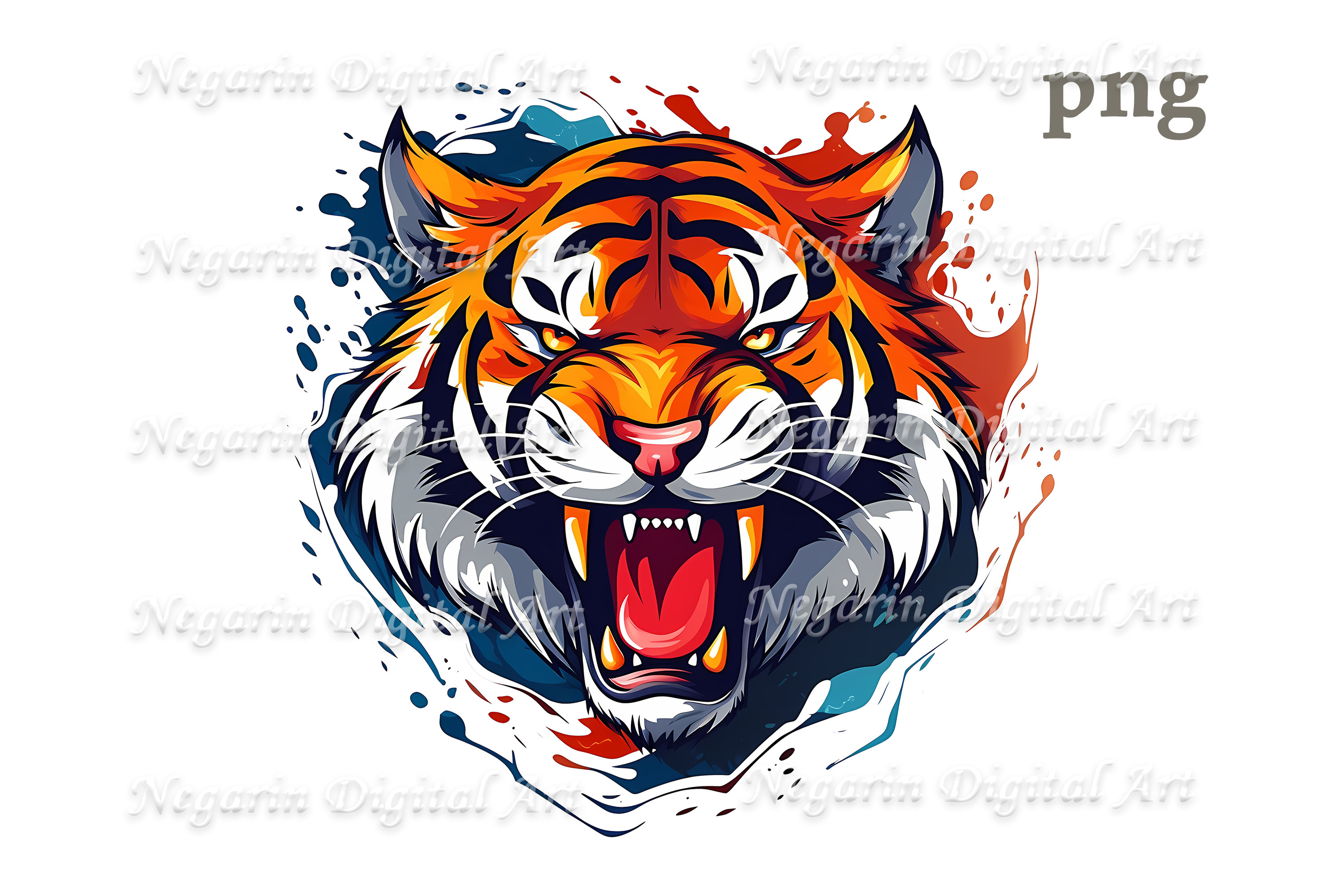 Watercolor Tiger Logoart Clipart Digital Download Tiger - Etsy