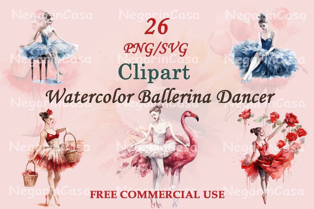 Elegant Watercolor Ballerina Clipart Digital Download - Etsy
