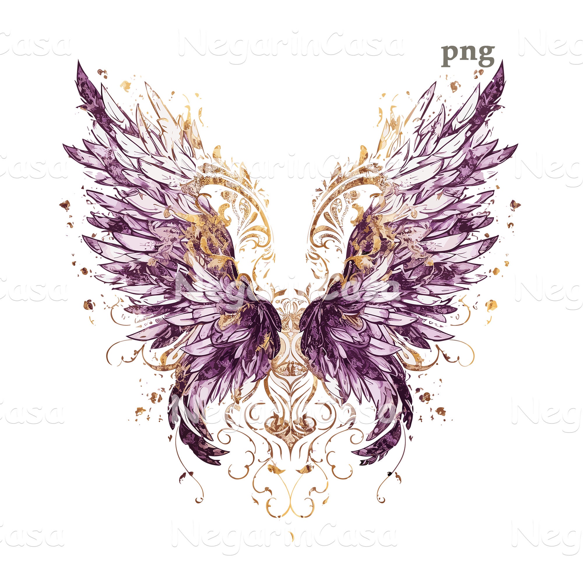 Abstract Watercolor Floral Angel Wings, Angel Wings Clipart, Watercolor ...