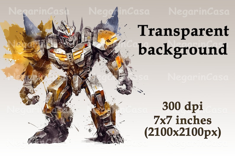 Watercolor Transformers Clipart: 25 PNG Character Graphics (digital ...
