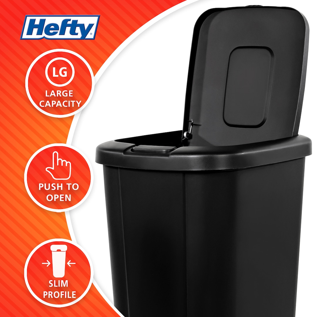 Hefty 13.3 Gallon Trash Can, Plastic Touch Top Kitchen Trash Can, Bl - Etsy