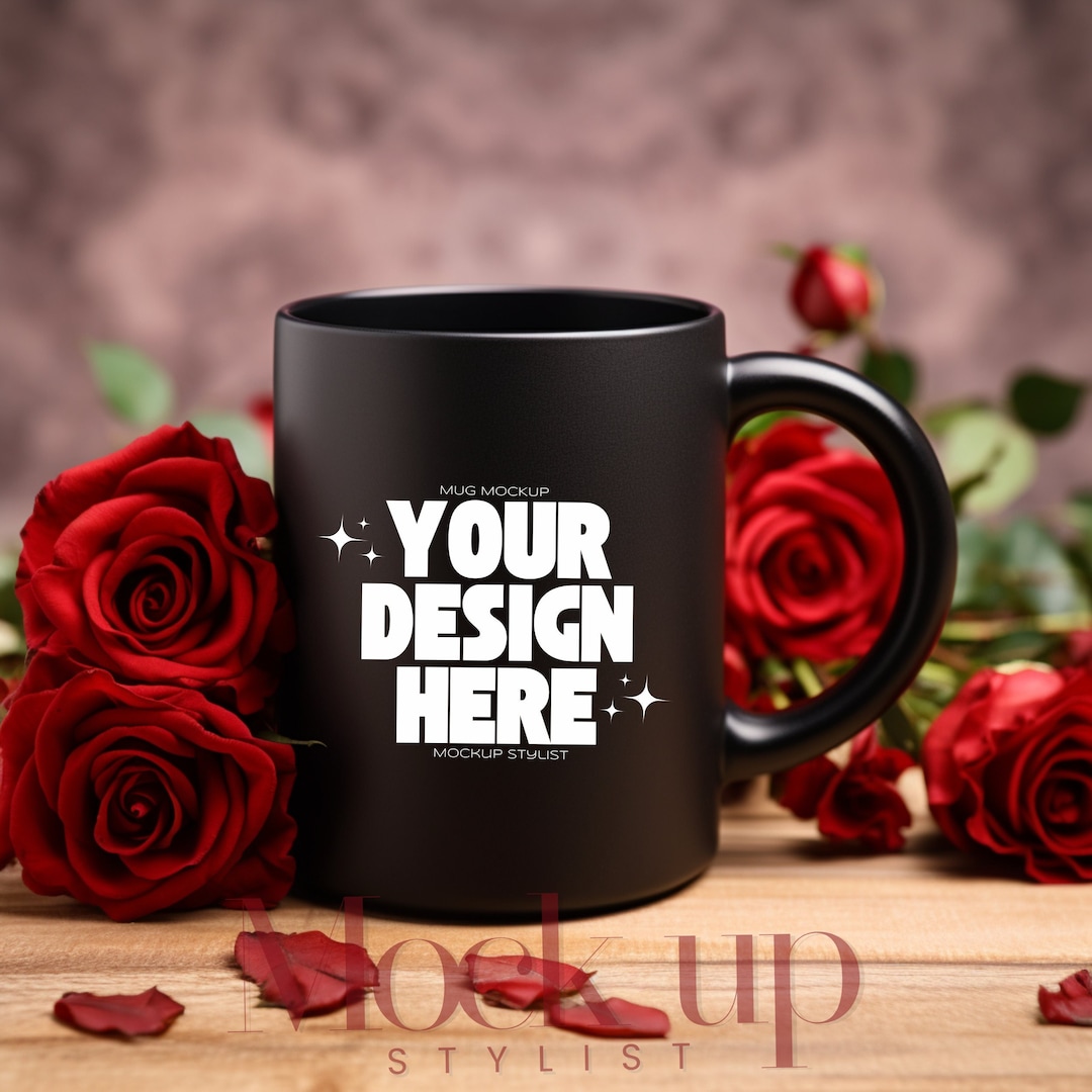 Black Mug Mock up Coffee Cup Mock up Valentines Black 11oz Mug Mockup ...