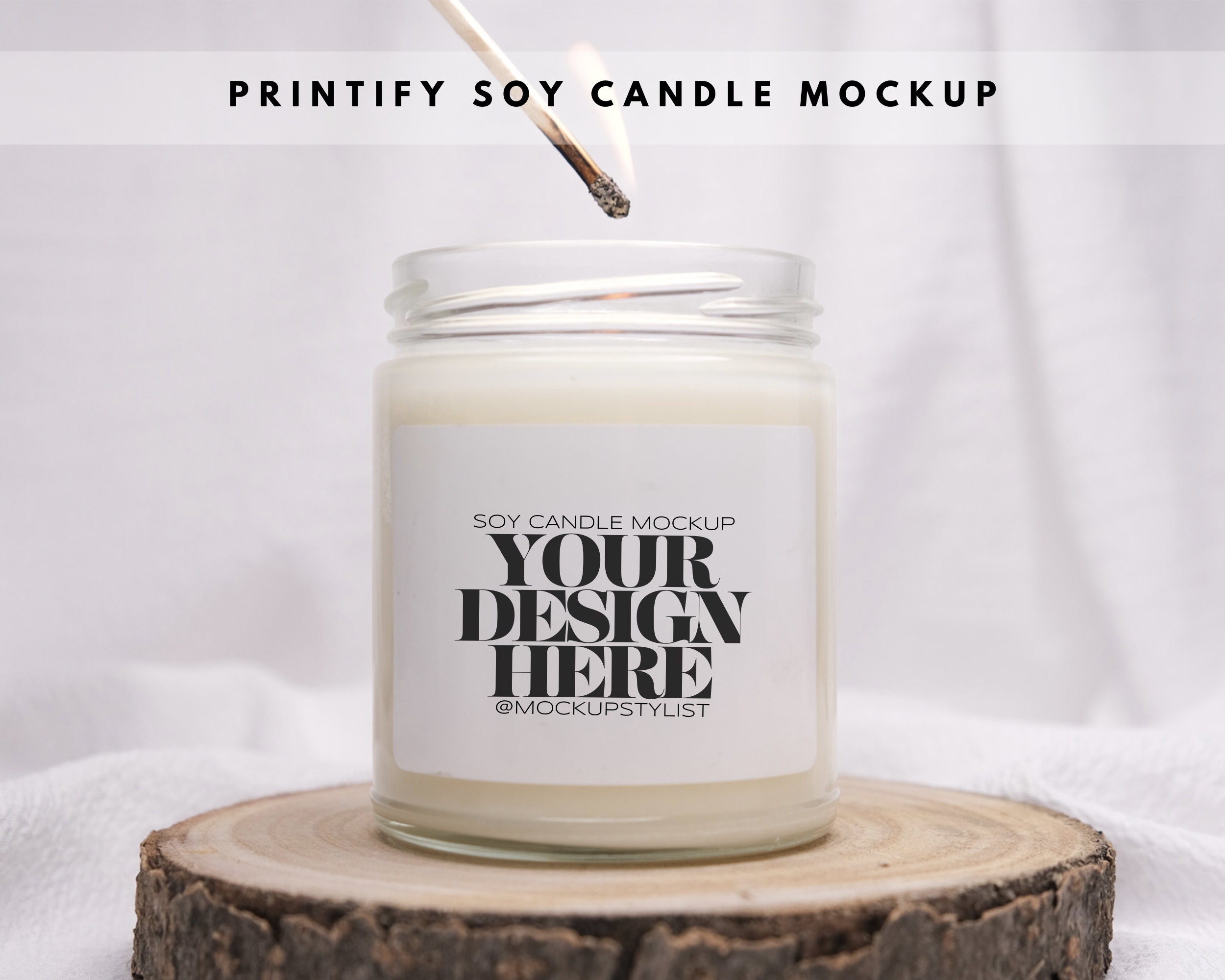 Printify Soy Candle Mockup Candle Mockup Boho White Label Candle Mockup ...