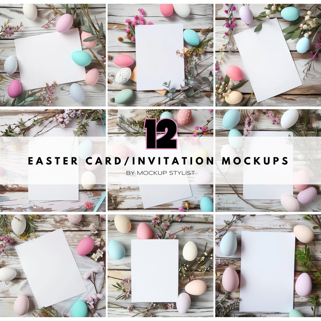 Easter Greeting Cards Mockup, 5x7 Card Mockup Bundle, Greeting Card ...