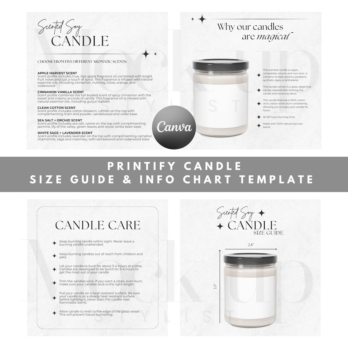 Soy Candle Size Guide Soy Candle Mockup Jar Candle Mockup Soy Candle ...