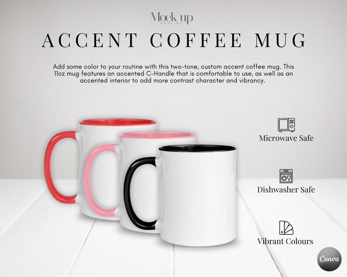 Accent Coffee Mug Information Chart // Mug Mockup Canva // Printiful ...