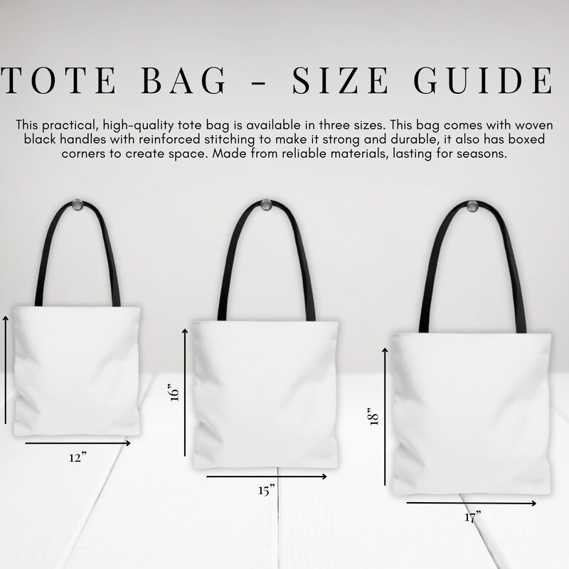 Tote Bag Size Chart - Etsy