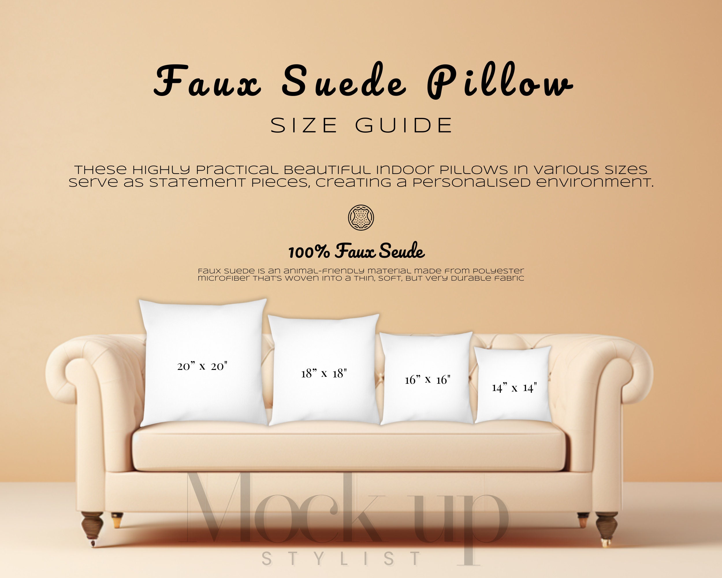 Square Pillow Size Chart Mockup Printify Square Pillow Mockup Generic ...