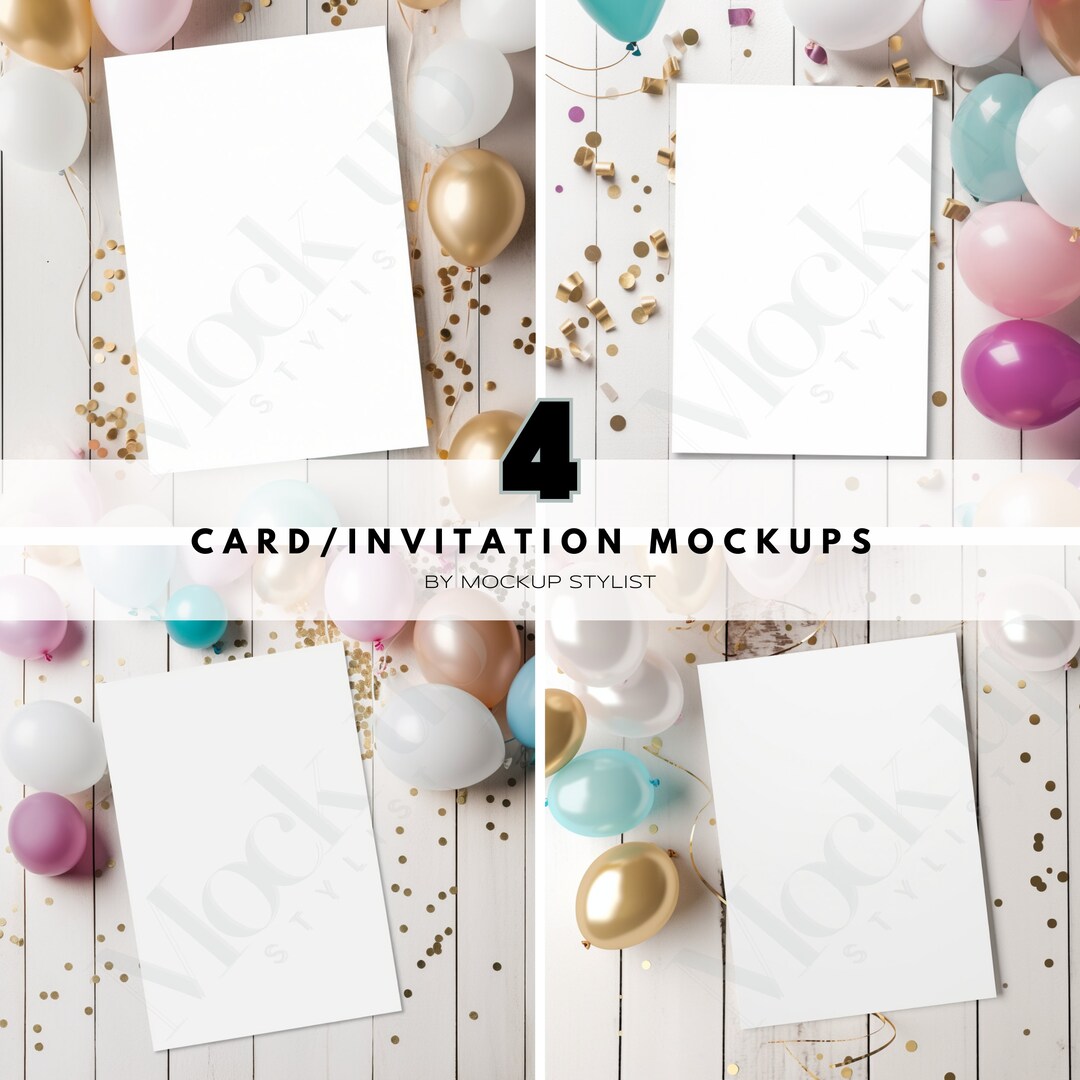 Birthday Card Mockup Bundle Card Mockup, Birthday Invitation Mockup ...