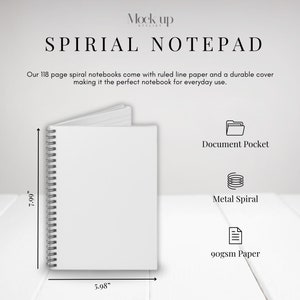 Spiral Notebook Mockup Size Chart // Notebook Size Chart // Printify ...