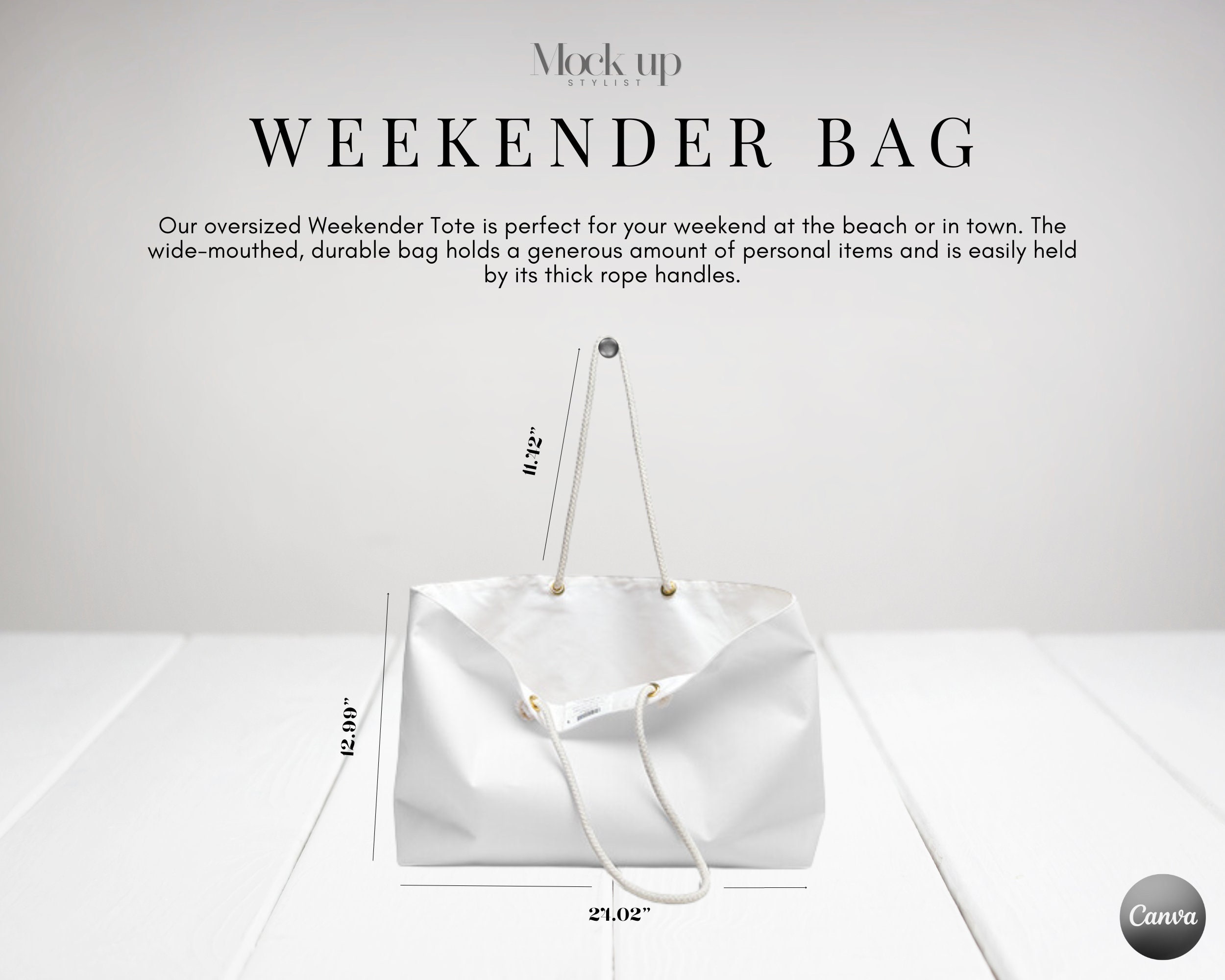 Weekender Tote Size Chart // Weekender Tote Bag Mockup // Printify ...