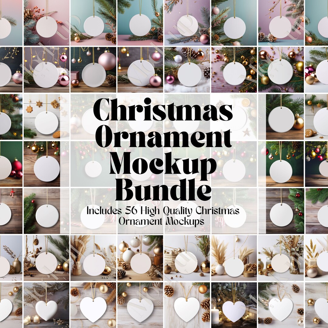 Christmas Ornament Mockup Canva Ornament Mockup Bundle Ceramic Ornament ...