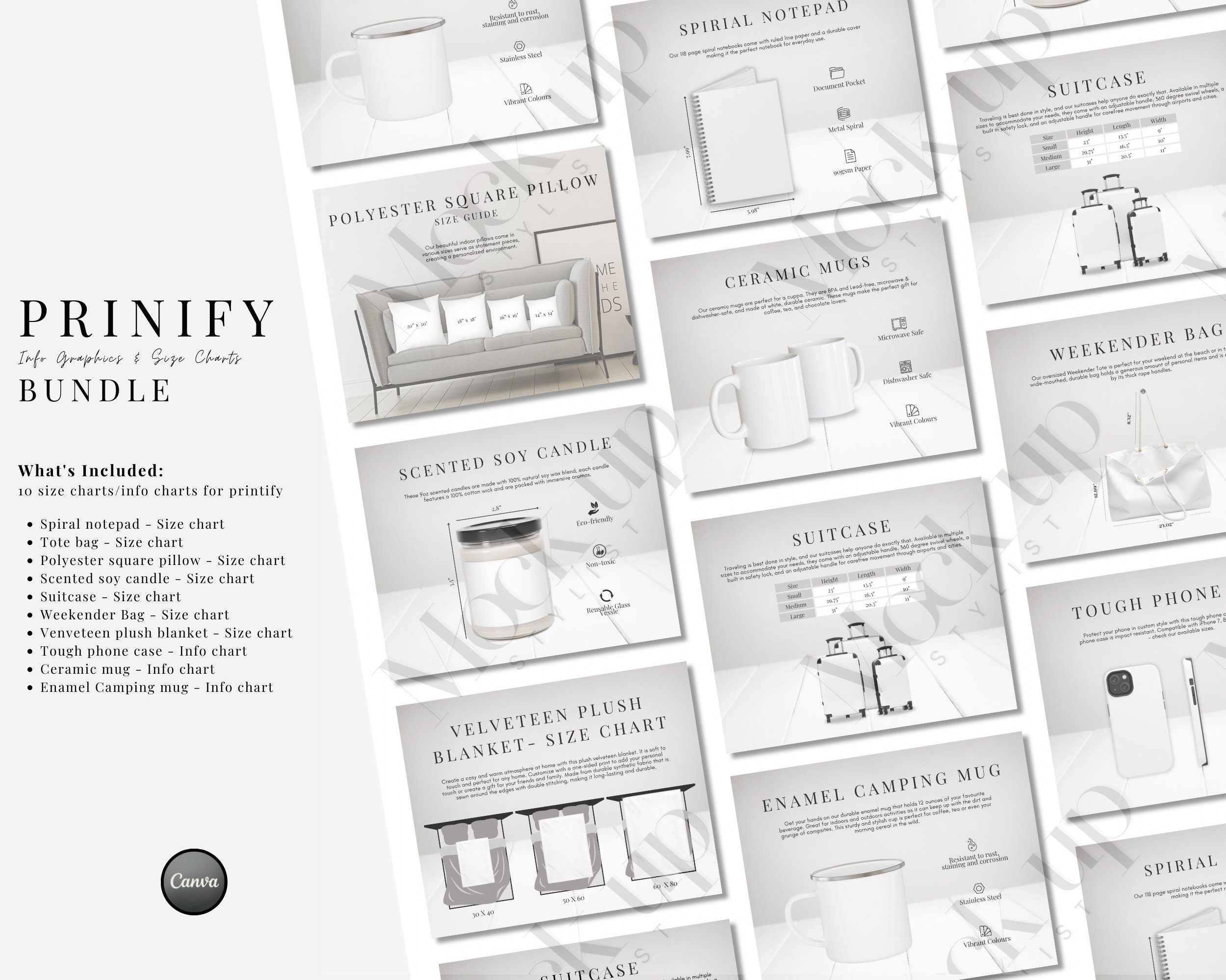 Printify Mockup Size Guide Bundle // 11oz Mug Mockup // Soy Candle ...