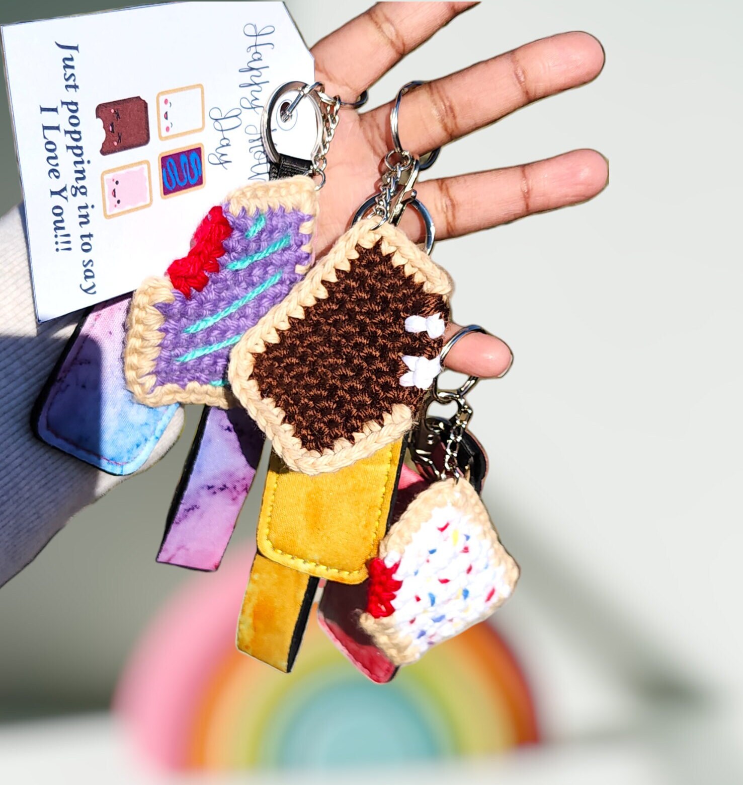 Crochet Plush Food Keychain, Knitted Keychain Charm, Custom Key Fob ...