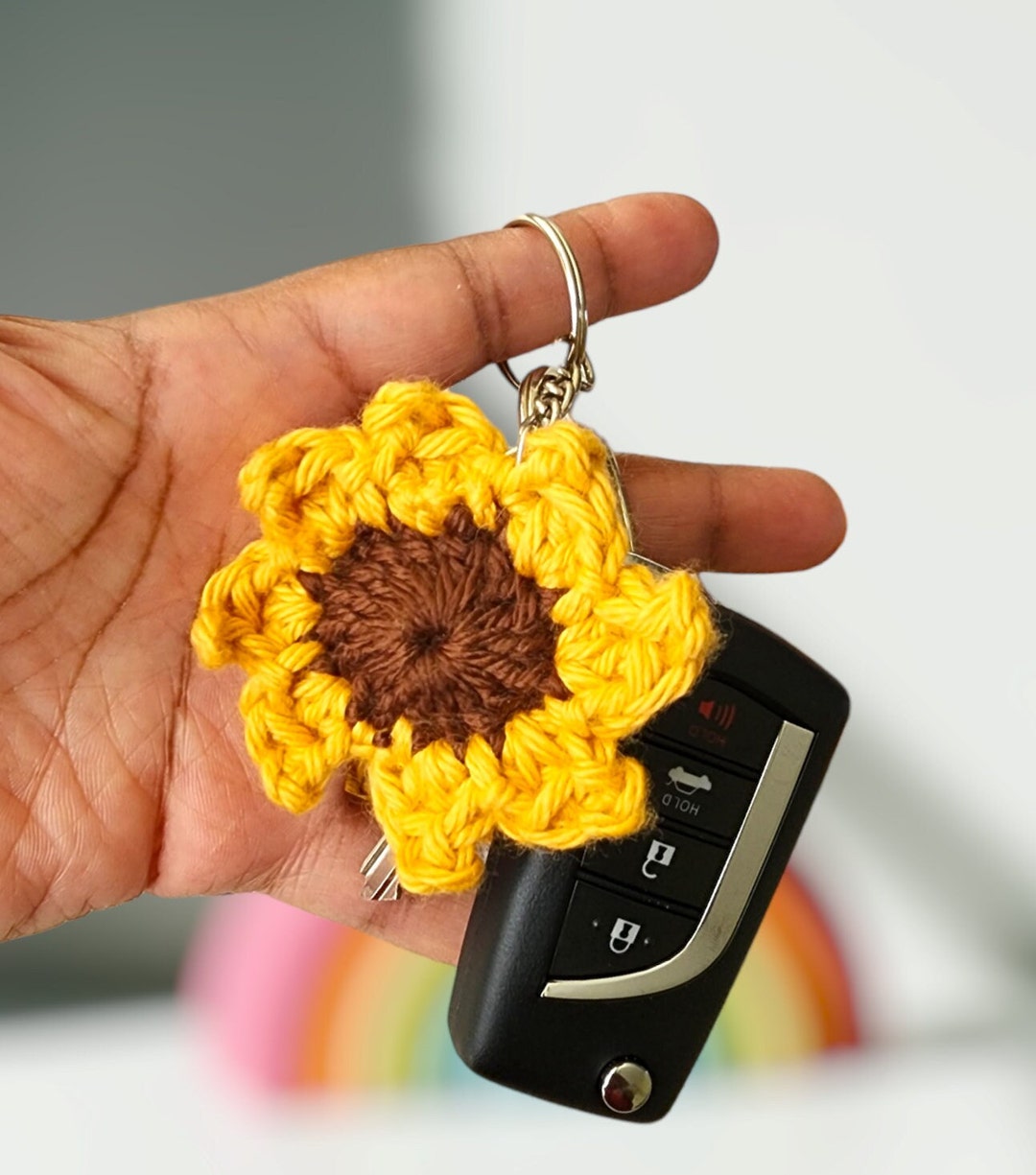 Sunflower Crochet Keychain With Aldi Quarter Holder - Etsy