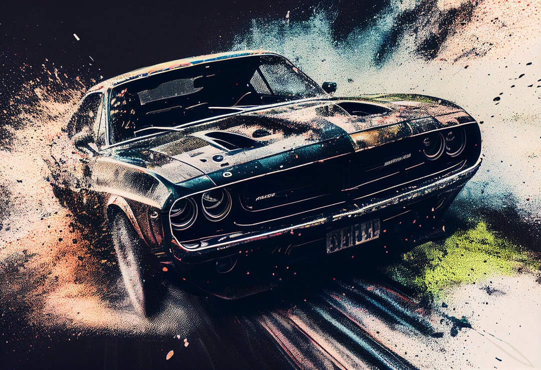 Muscle Car Splash Digital Art High-quality Printable Wall Décor for Car ...