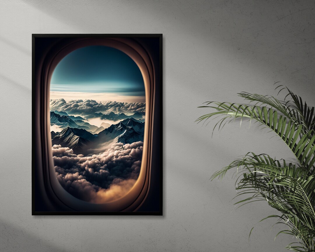 Plane Window Digital Art Sky High Views: Aerial Mountainscape From a ...